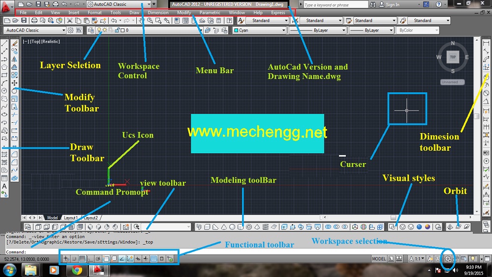 CAD Tut 2 Introduction To AutoCad Window And Toolbars Used For 2D 3D 