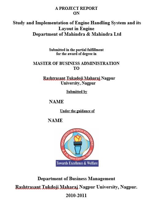 Major Project Report Front Page Certificate And Acknowledgement Format
